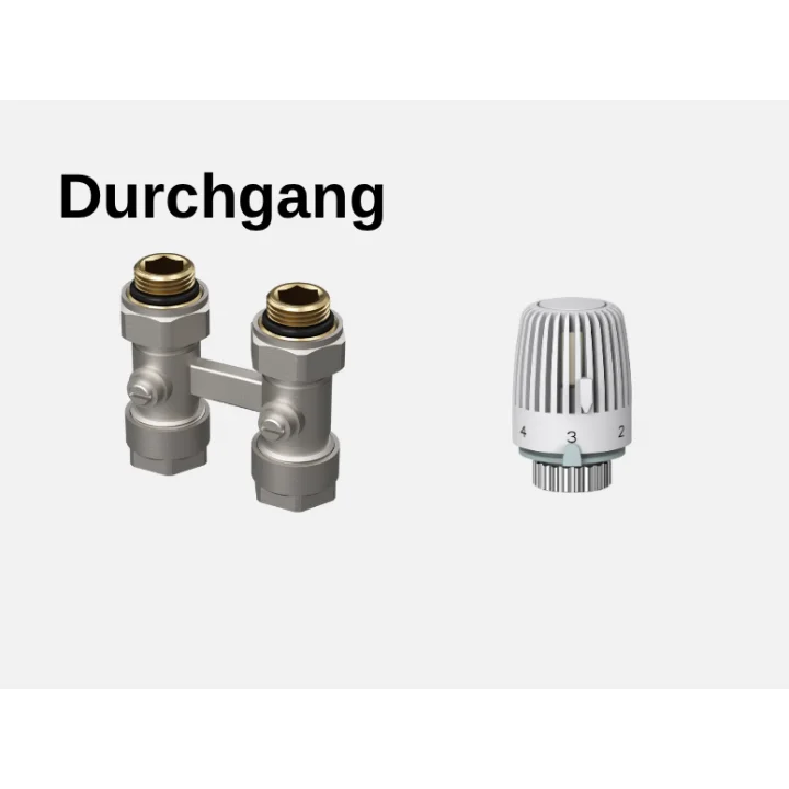 Hahnblock Set Durchgang 3/4 x 1/2 | Thermostatventil & Eurokonus 16mm